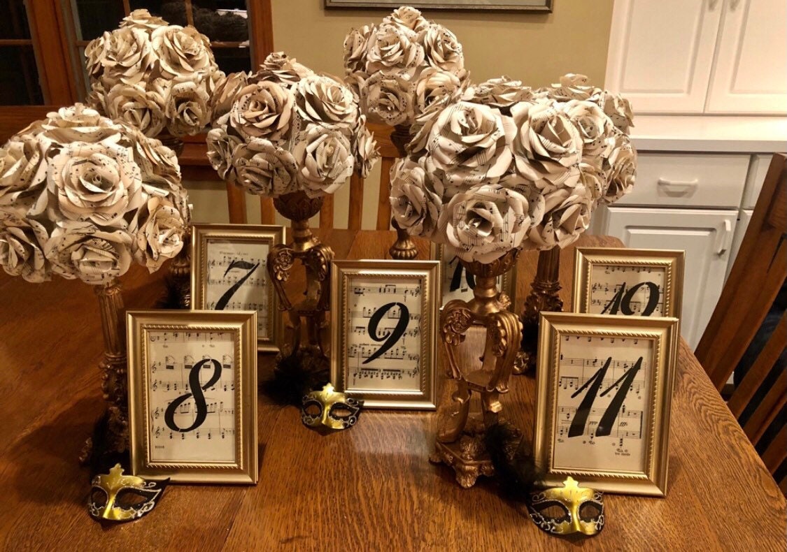10 Vintage Sheet Music Table Numbers in Gold Frame (sold as Set) - Etsy