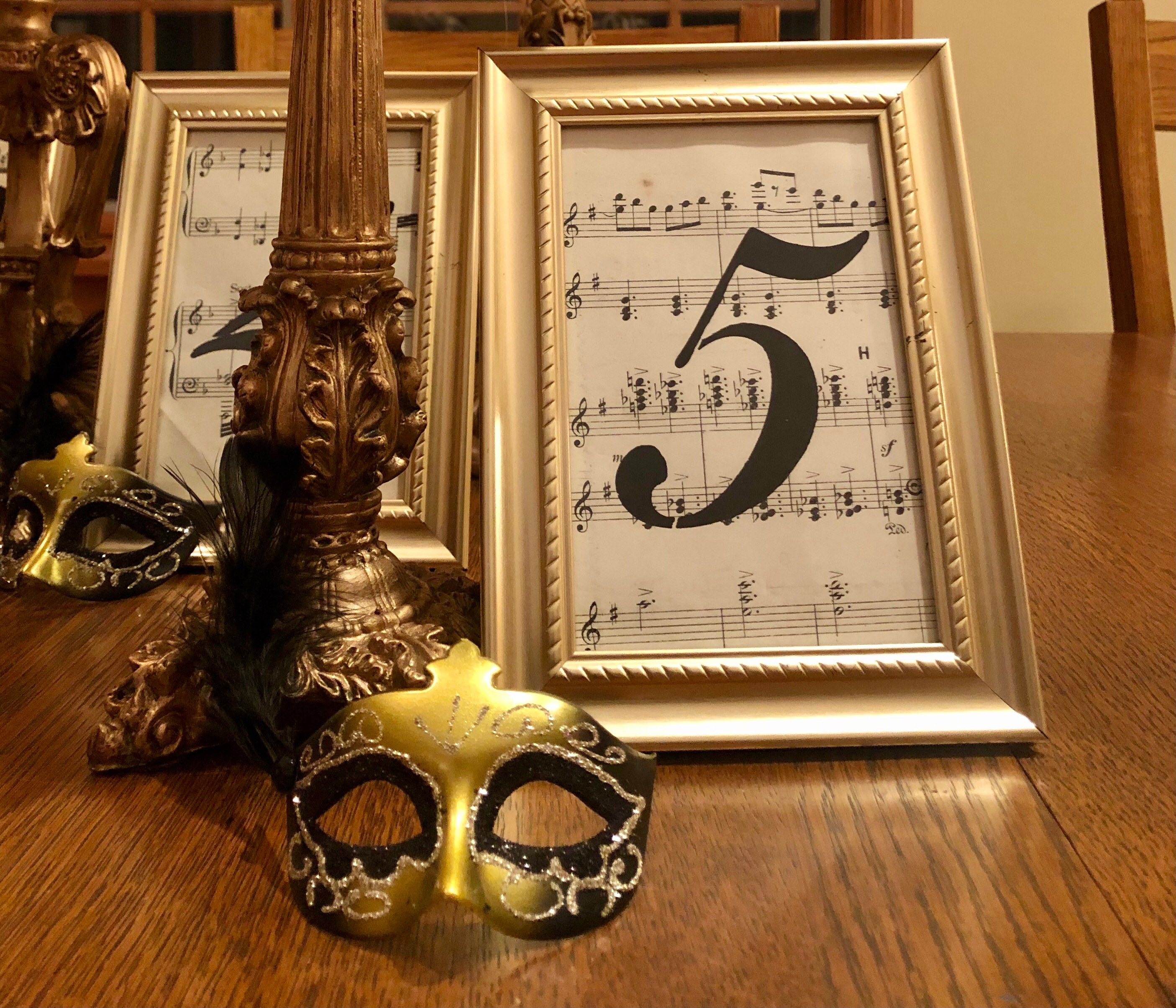 10 Vintage Sheet Music Table Numbers in Gold Frame (sold as Set) - Etsy