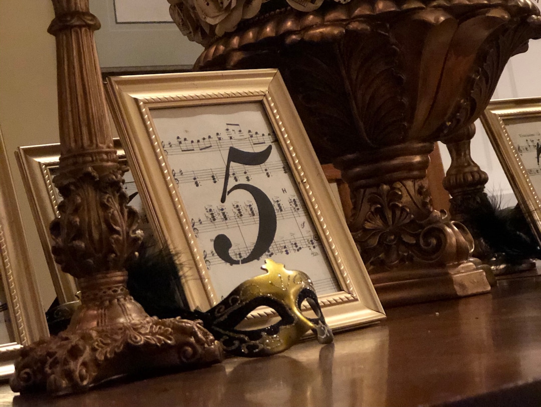 10 Vintage Sheet Music Table Numbers in Gold Frame (sold as Set) - Etsy
