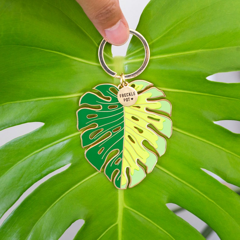 Tropical Plant Leaf Enamel Keychain Plant Lovers Gift Gold - Etsy