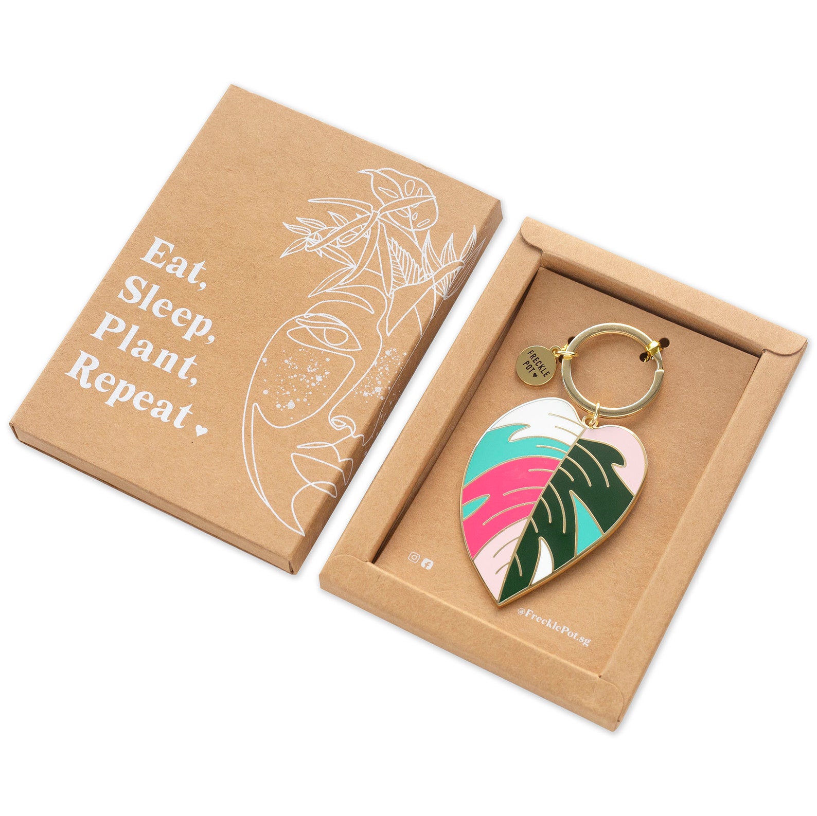 Tropical Plant Leaf Enamel Keychain Plant Lovers Gift Gold Botanic ...