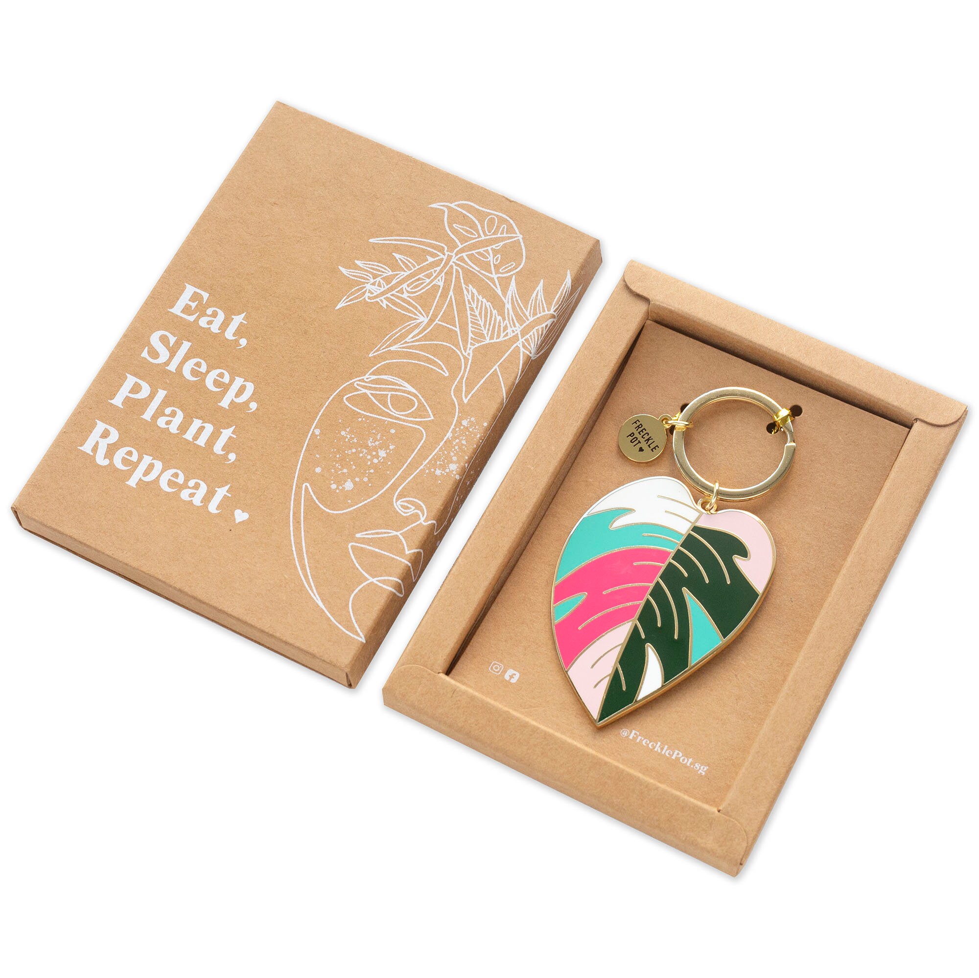 Tropical Plant Leaf Enamel Keychain Plant Lovers Gift Gold Botanic ...