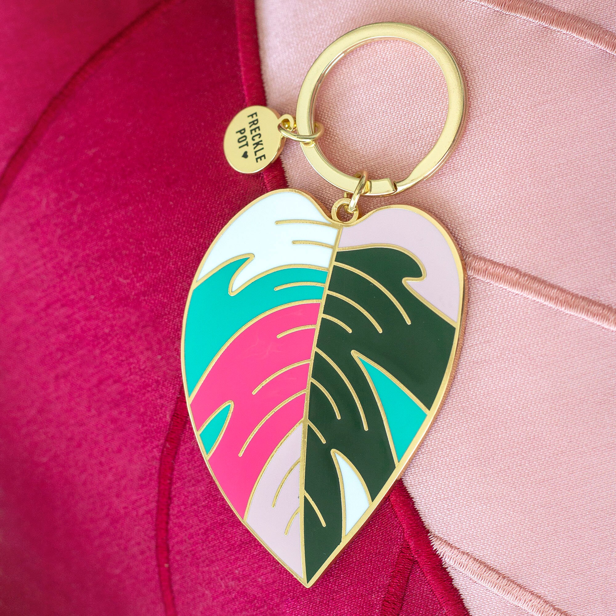 Tropical Plant Leaf Enamel Keychain Plant Lovers Gift Gold Botanic ...