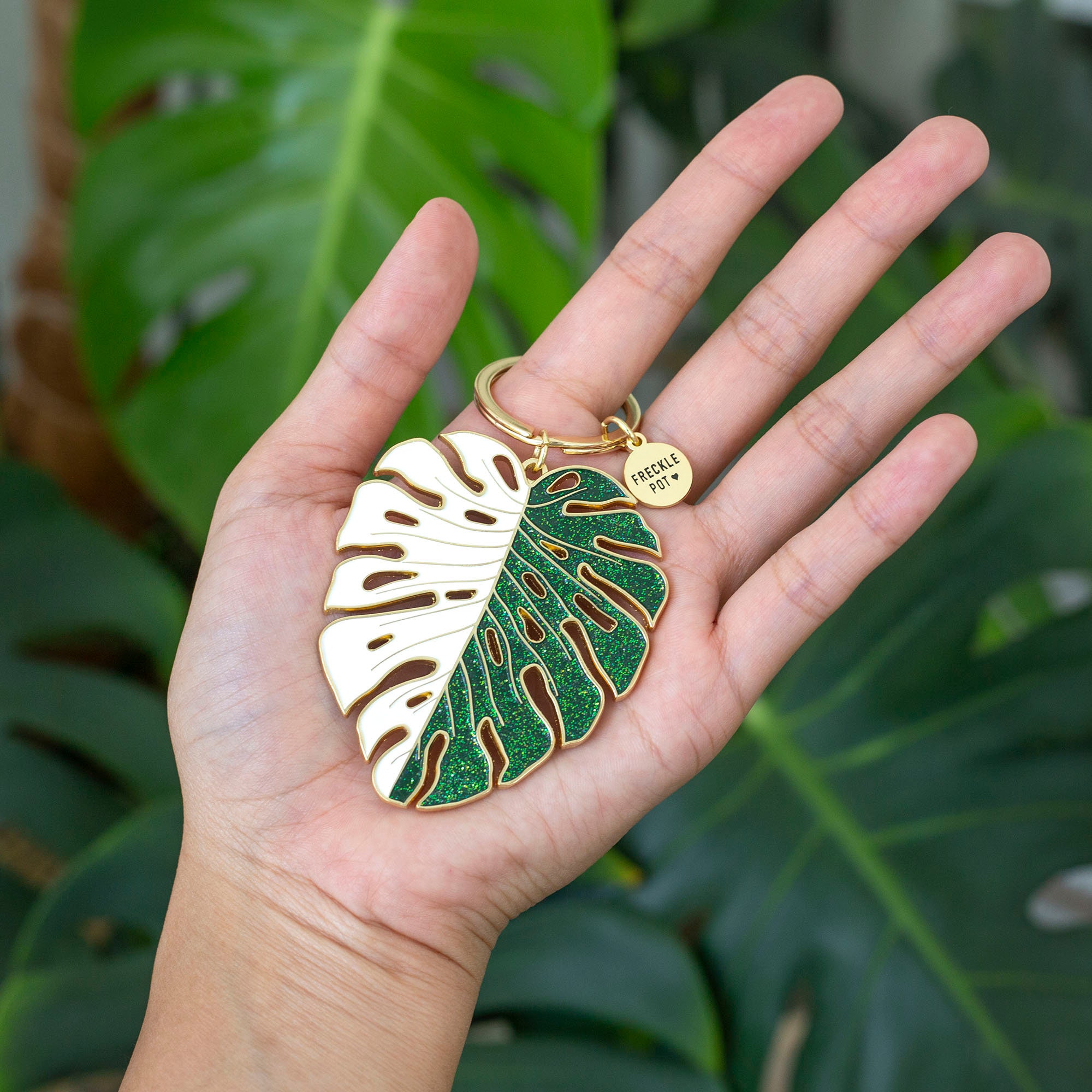 Tropical Plant Leaf Enamel Keychain Plant Lovers Gift Gold Botanic ...