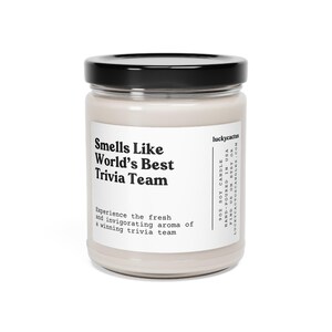 Smells Like World's Best Trivia Team Candle, Trivia Team Gift, Trivia ...