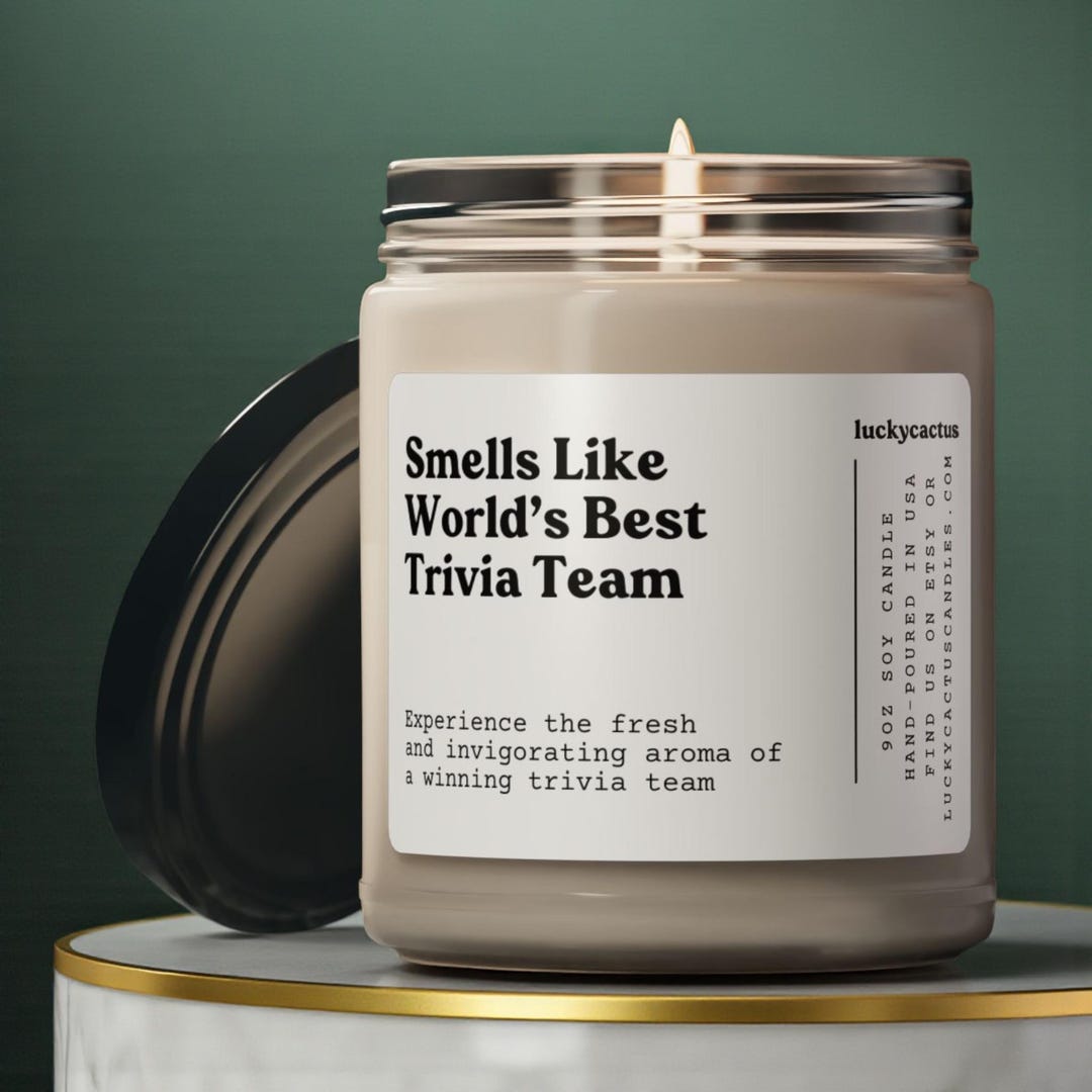 Smells Like World's Best Trivia Team Candle, Trivia Team Gift, Trivia ...
