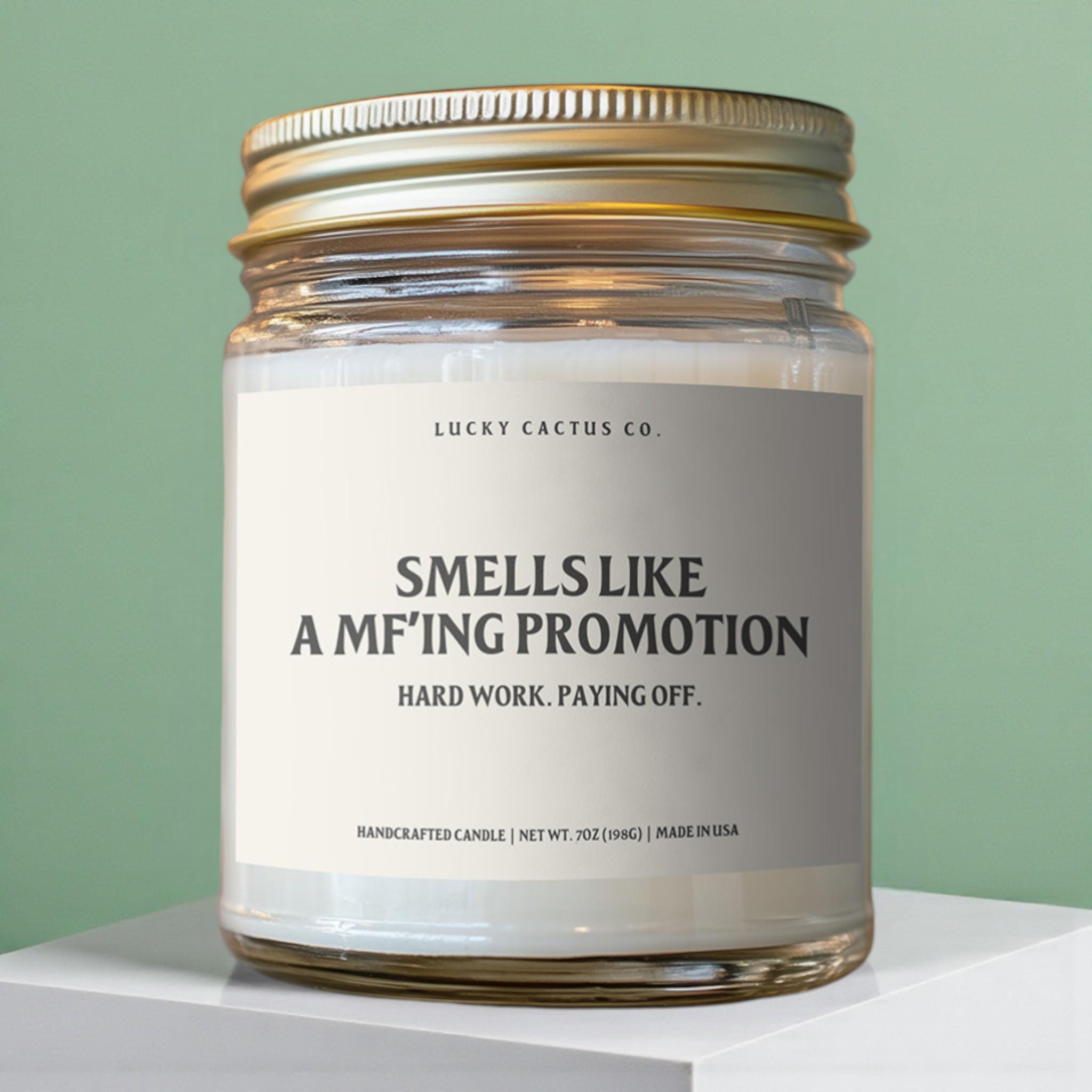 Smells Like A Mf’ing Promotion Candle, Funny Promotion Gift, Coworker ...