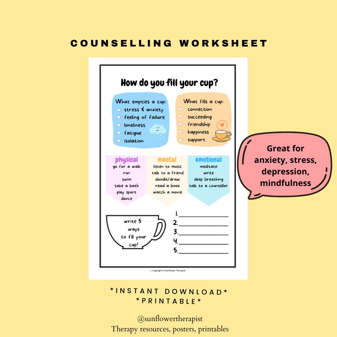 Counselling Worksheet Printable/instant Download for Children, Therapy ...