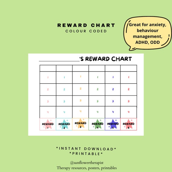 Printable Reward Chart Printable/instant Download for | Etsy