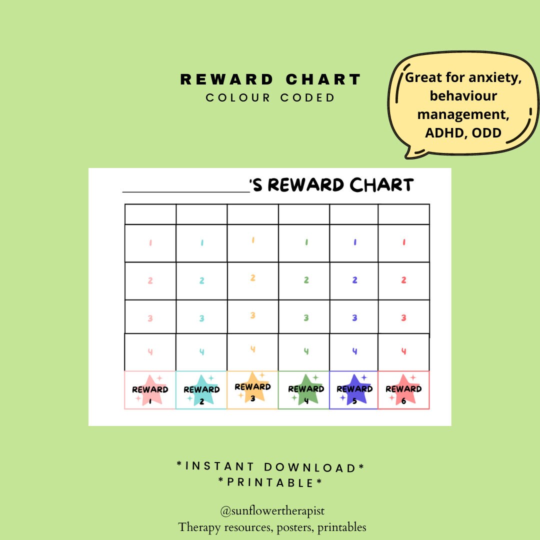 Printable Reward Chart, Printable/instant Download for Children ...