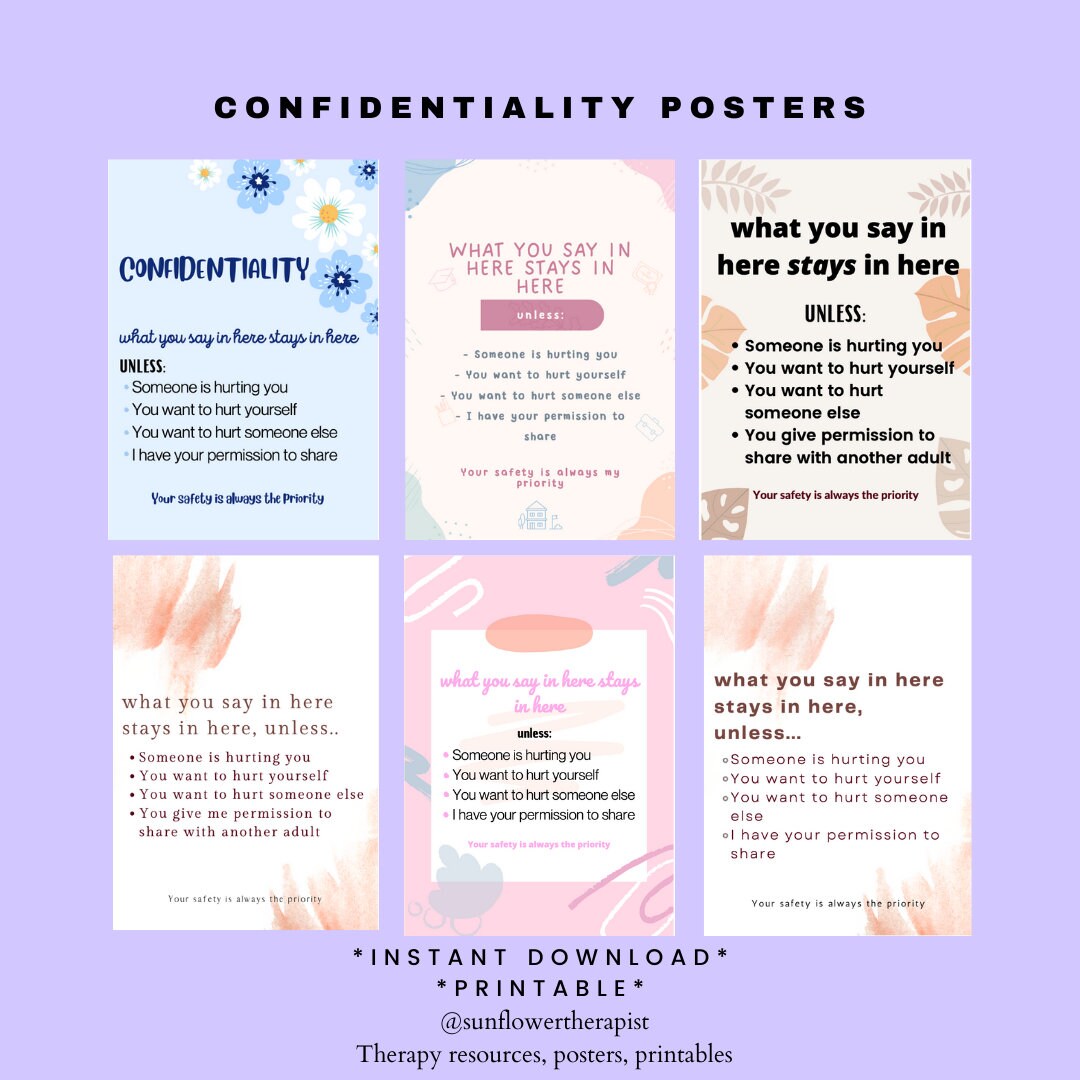 Confidentiality Poster Therapist, Counselor, Psychologist, School ...