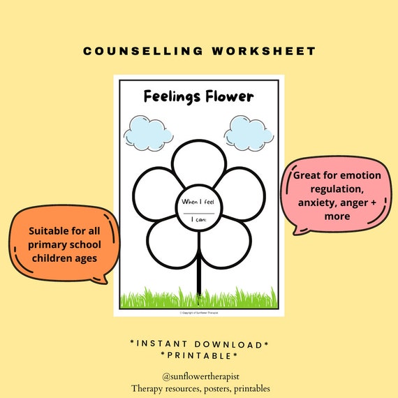 Feelings Flower Counselling Worksheet Printable/instant | Etsy