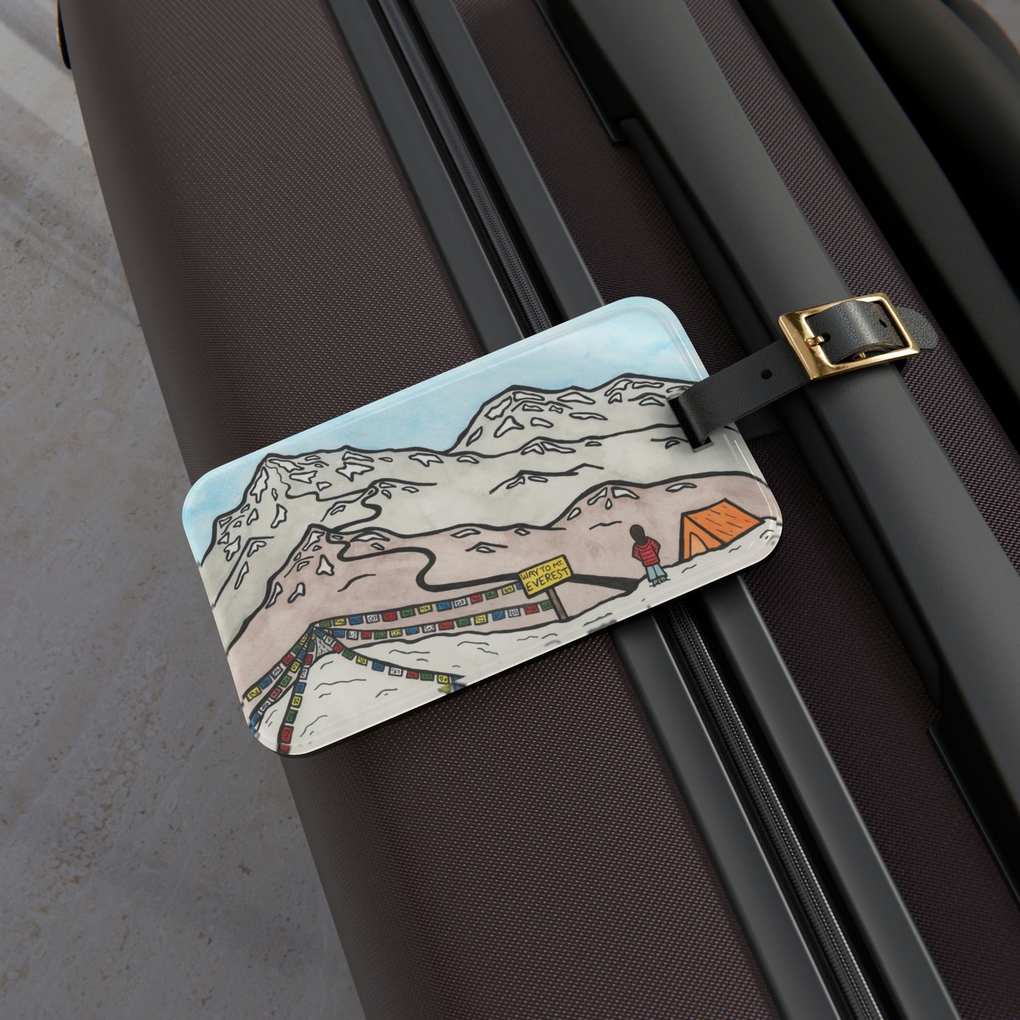 Leather Luggage Tag, Mount Everest Base Camp, Leather Strap Bag Tag ...