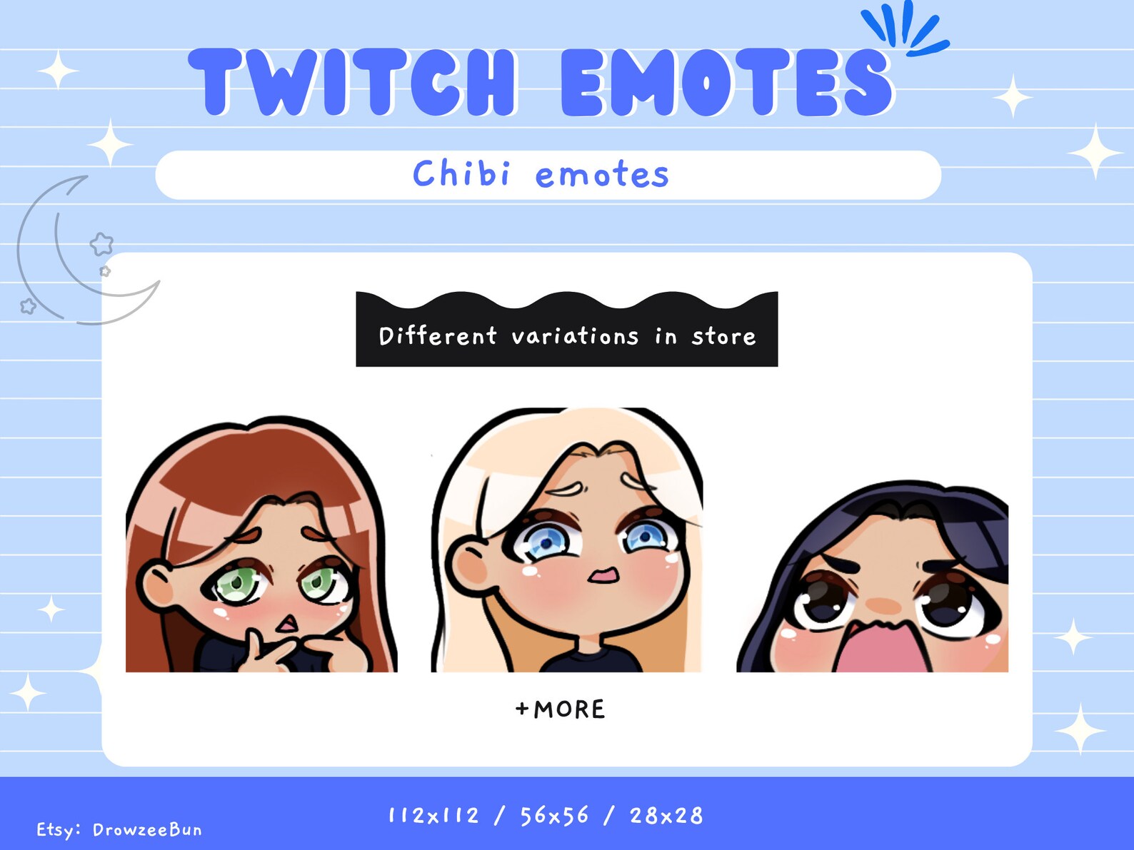 Cute Chibi Girl Emote Pack for Twitch and Discord Blond Hair - Etsy