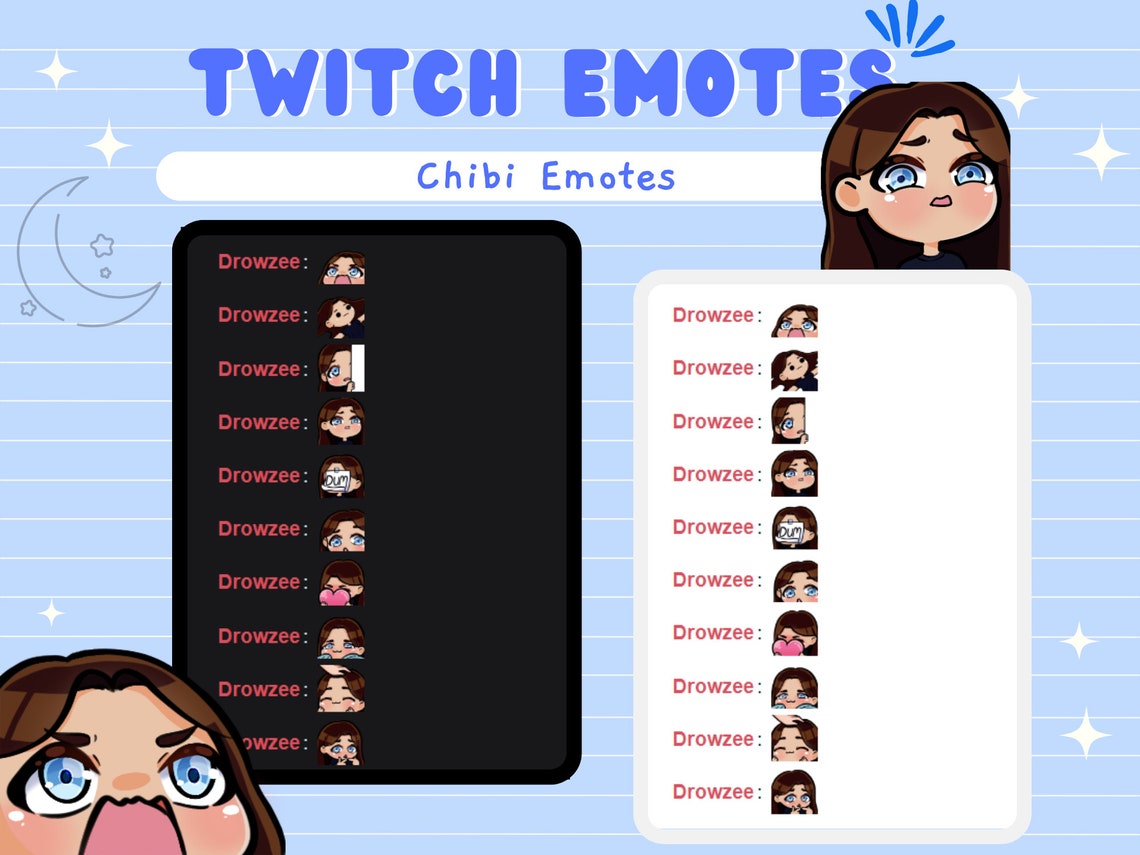 Cute Chibi Girl Emote Pack for Twitch and Discord | Blond Hair |green ...