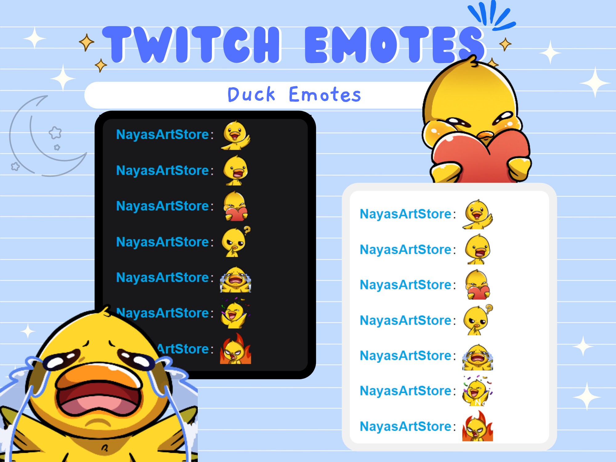 Cute Premade Duck Emote Pack | Twitch Sub Emotes | Cute Yellow Duck ...