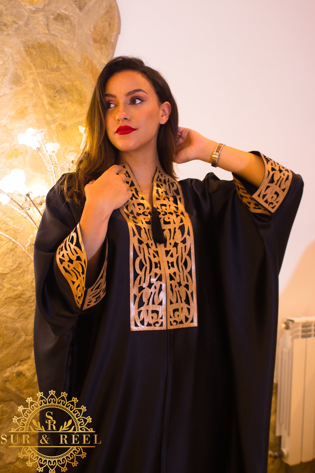 Traditional Maghrebi Dress With Arabic Calligraphy in Black Leather - Etsy