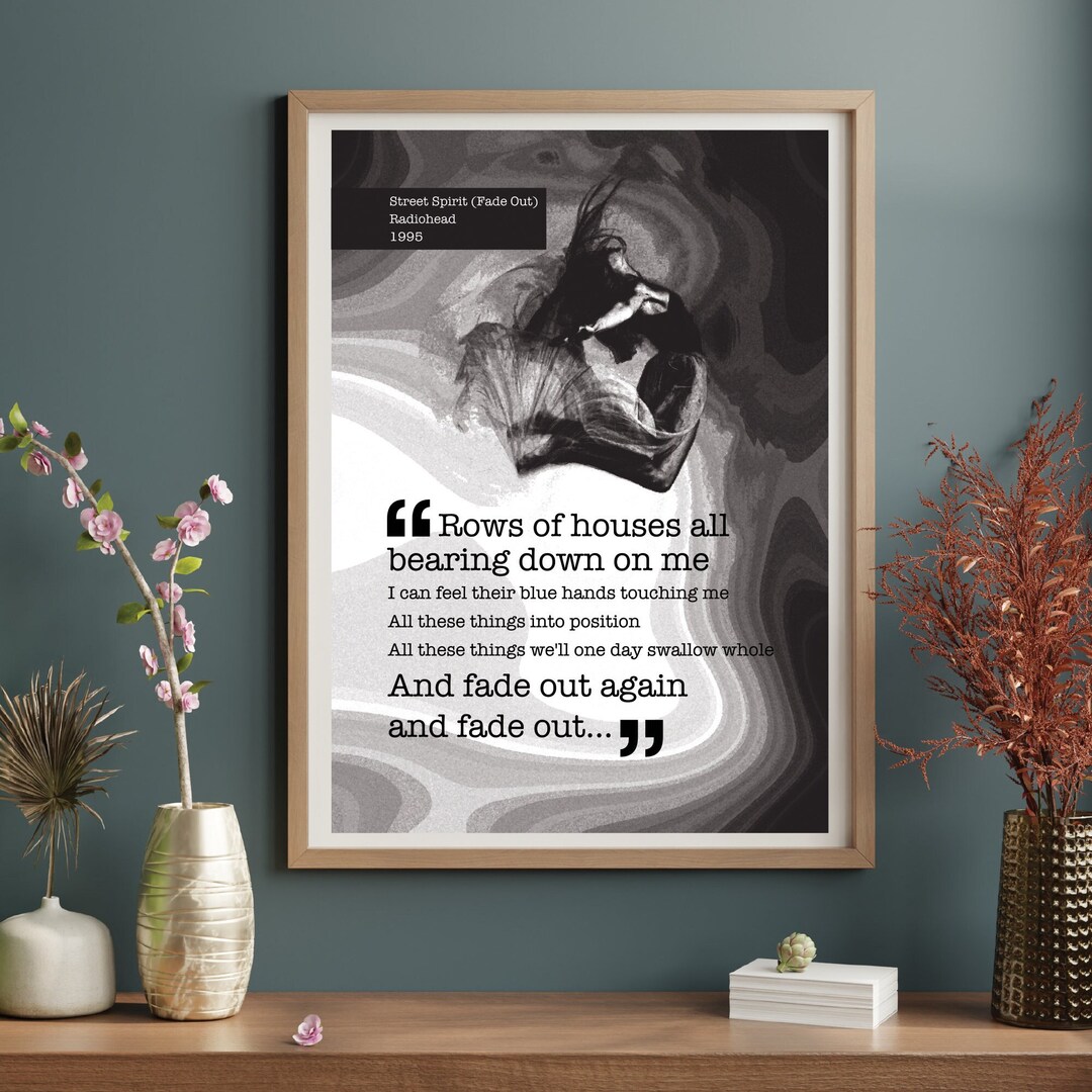 Music Lyric Poster Radiohead Street Spirit fade Out A3 Format ...