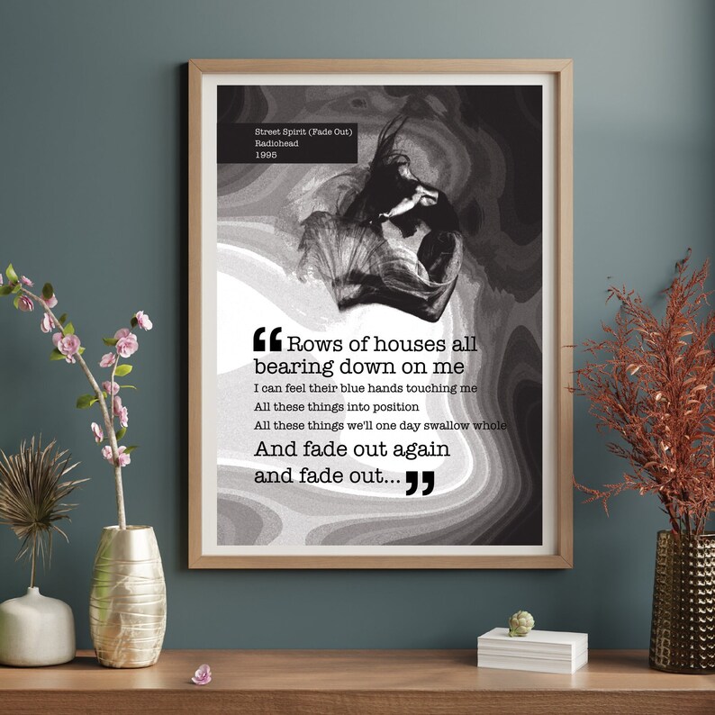 Music Lyric Poster Radiohead Street Spirit fade Out A3 Format ...