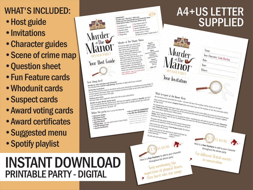 Murder Mystery Detective Role Play Game Murder at the Manor British ...