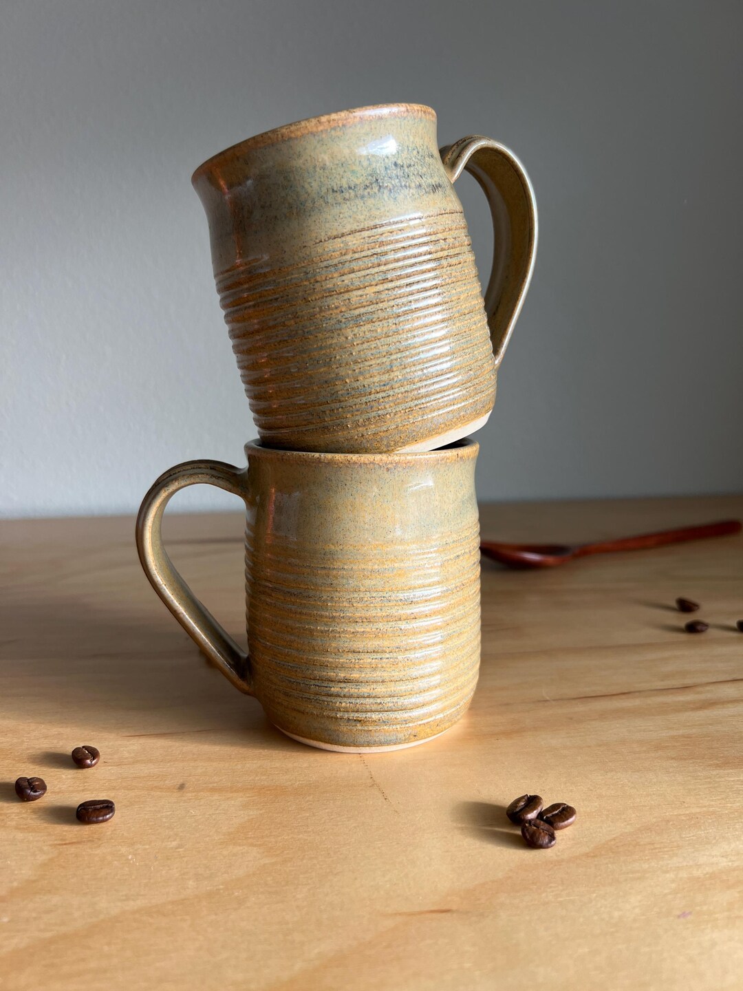 Textured Pottery Mug Rustic Mug Wheel Thrown Mug 10 Ounce Mug - Etsy