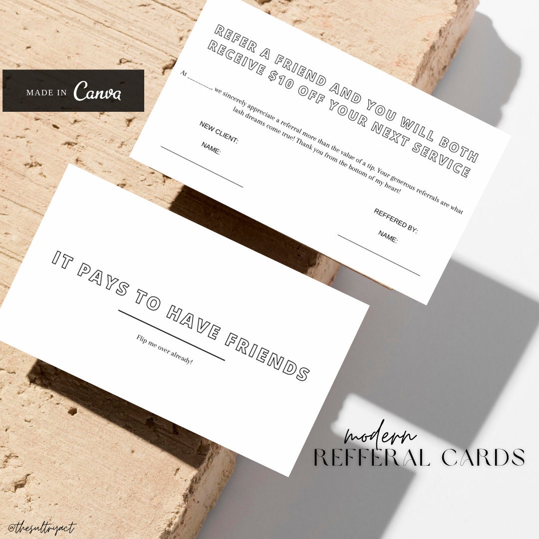 REFERAL Business Cards Beauty Business Referral Cards Canva - Etsy