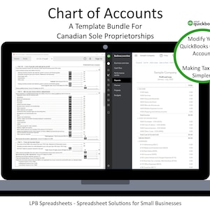 Chart of Accounts Template Bundle for Sole Proprietorships in Canada ...
