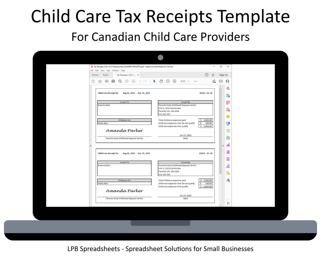 Child Care Tax Receipts Template for Canadian Child Care Providers - Etsy