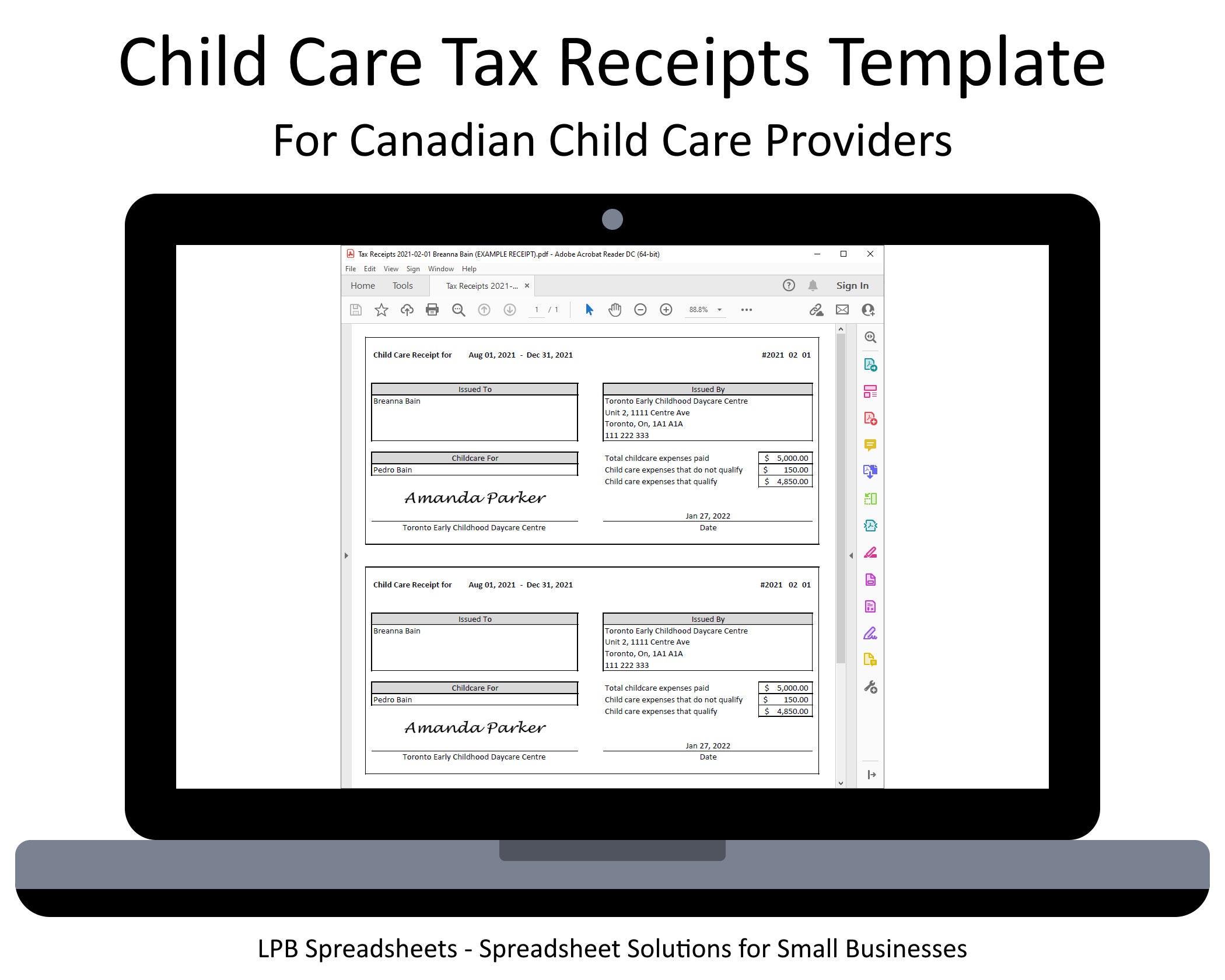 Child Care Tax Receipts Template for Canadian Child Care Providers - Etsy