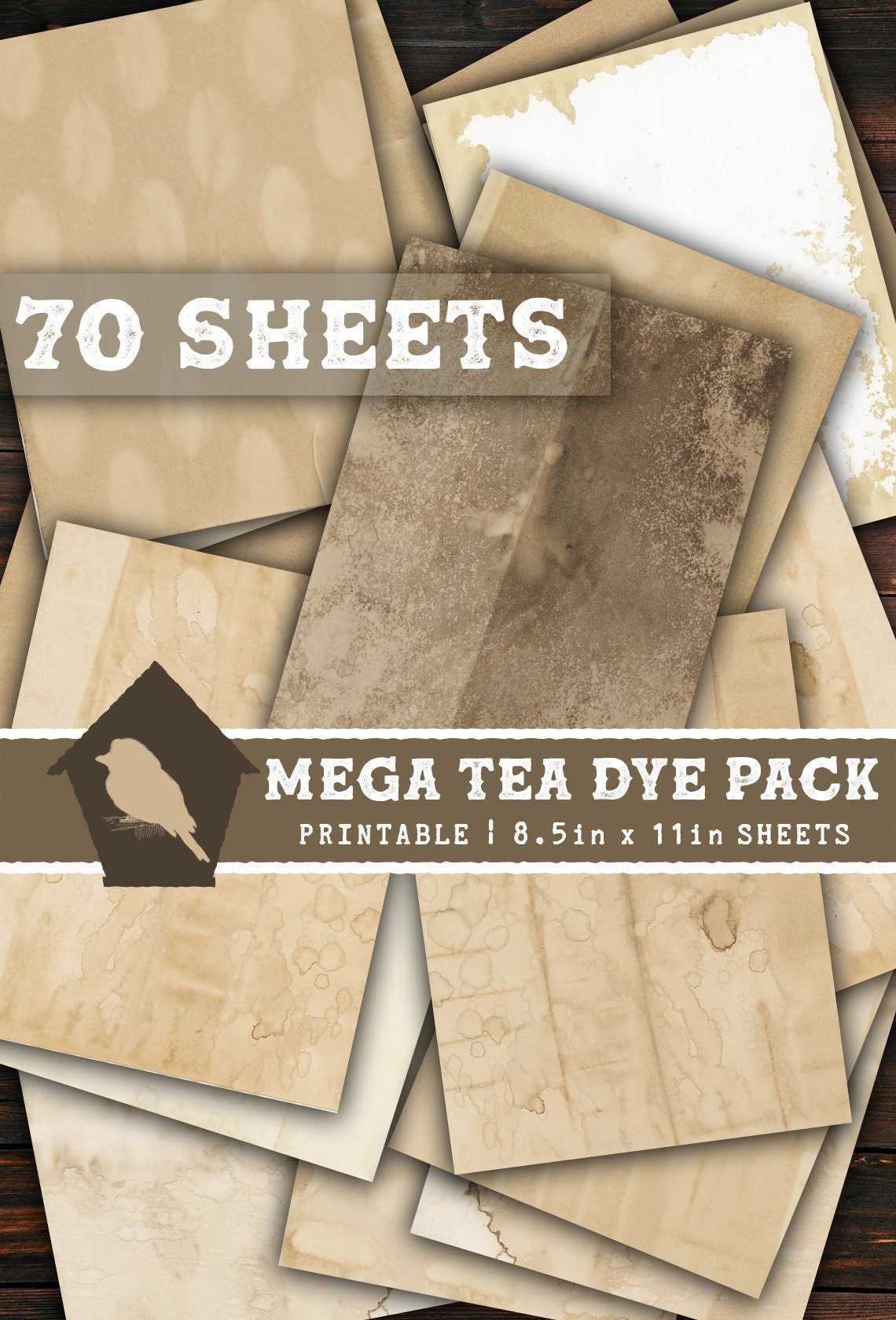 MEGA Tea Dye Paper Bundle Pack 70 Sheets Junk Journals - Etsy