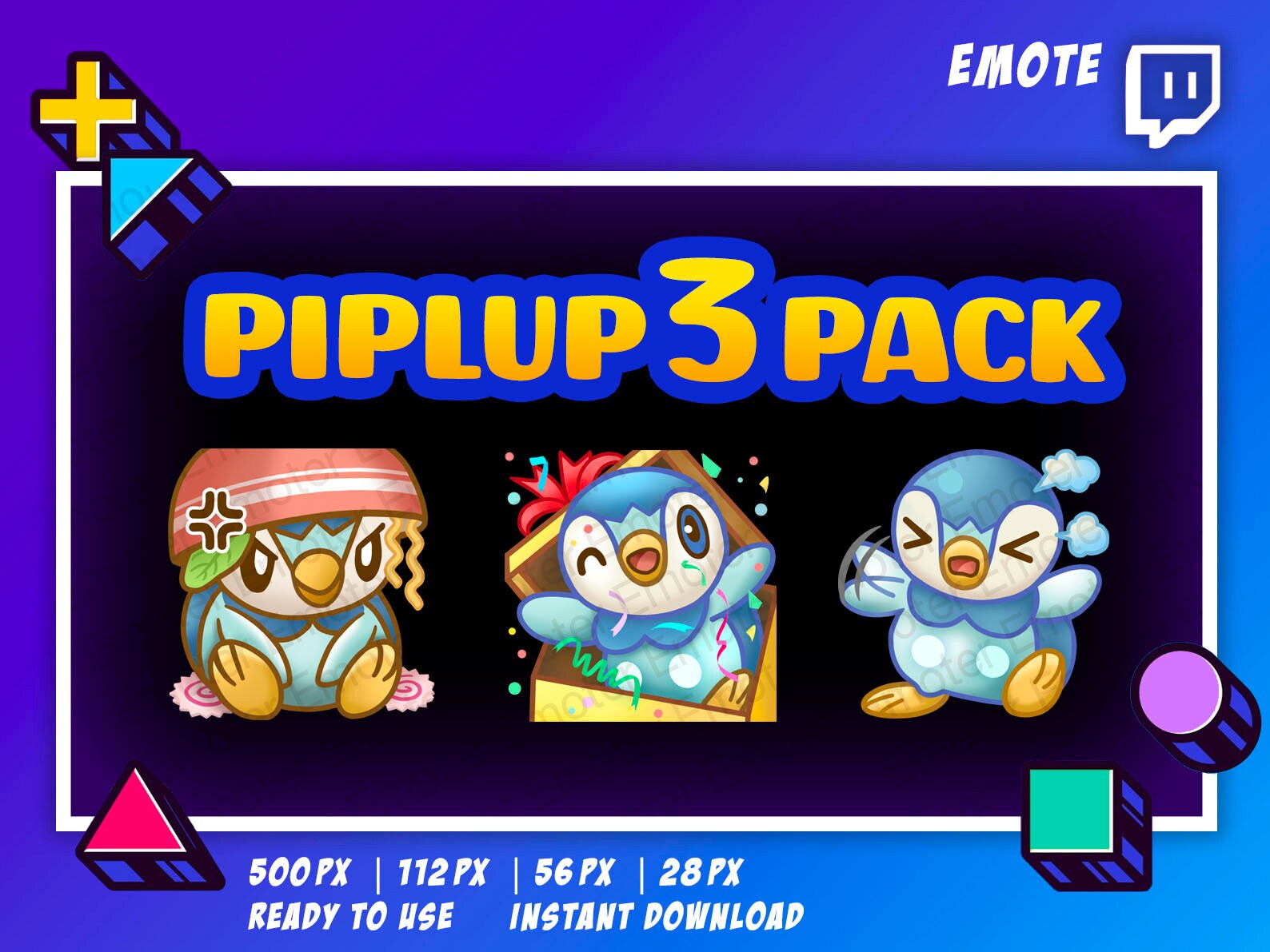 Twitch Pokemon Emote Piplup Emotes Pack Noodle Gift Sub Angry Kawaii ...