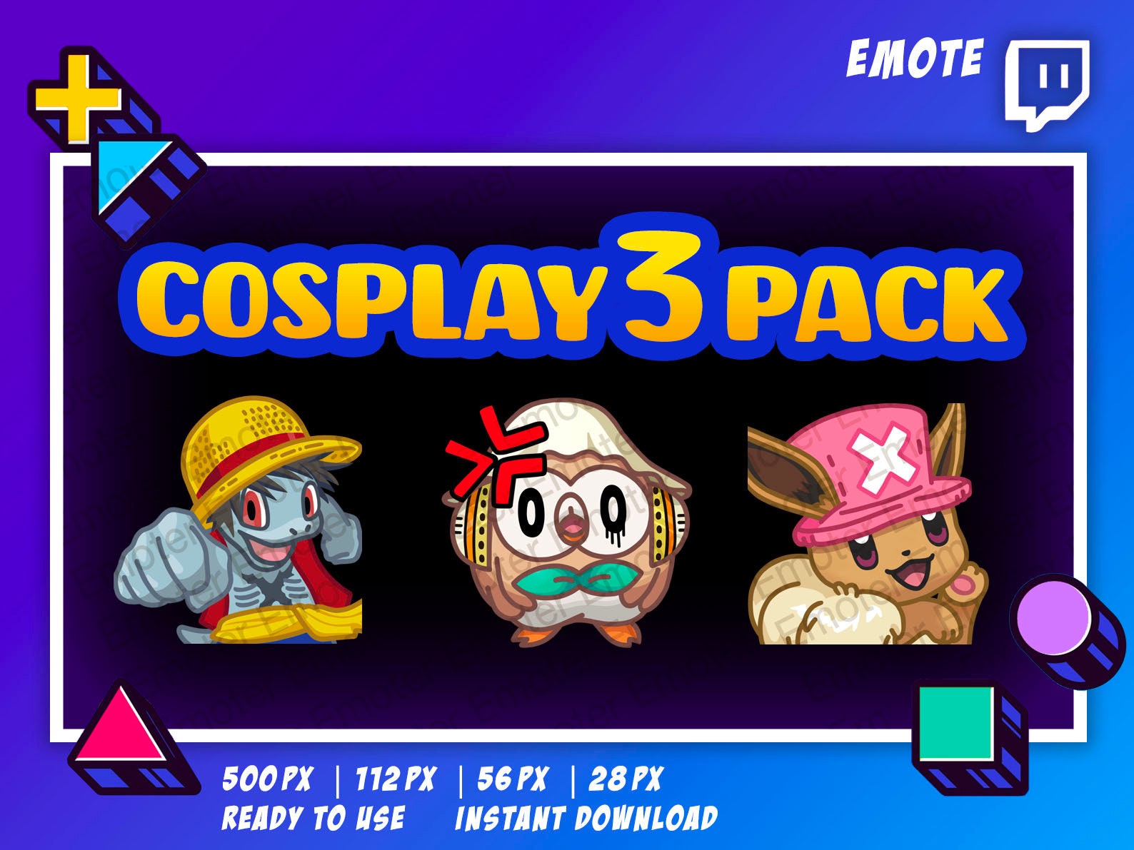 Twitch Pokemon Emote Anime Cosplay Emotes Pack Eevee Machop Rowlet ...