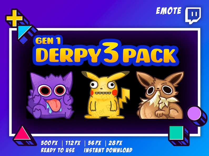 Twitch Pokemon Emote Derpy Gen 1 Emotes Pack Gengar Pikachu Eevee ...