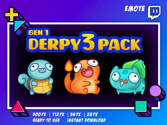 Twitch Pokemon Emote Derpy Gen 1 Starter Emotes Pack | Etsy UK