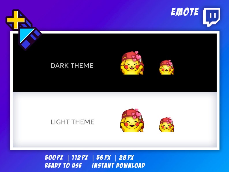 Twitch Pokemon Emote - Ash Hat Pikachu - Love Heart Valentine's Day ...