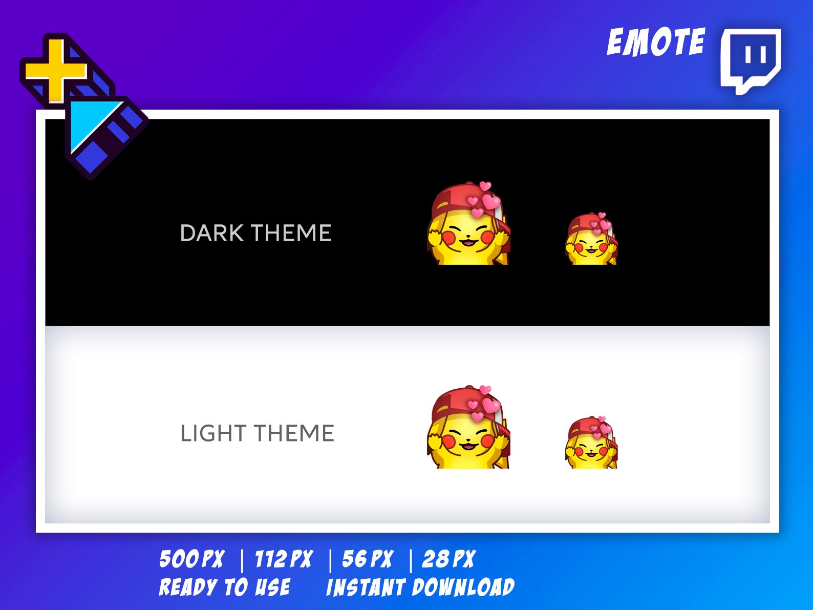 Twitch Pokemon Emote - Ash Hat Pikachu - Love Heart Valentine's Day ...