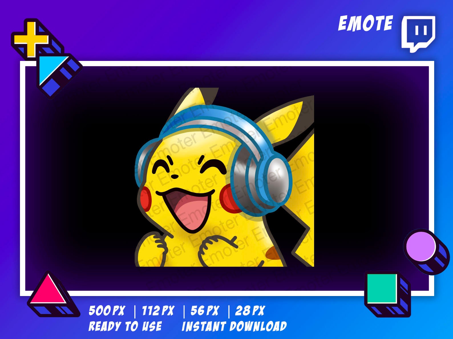 Twitch Emote Pikachu Gamer Scarlet Violet Pokemon Kawaii Digital Art ...