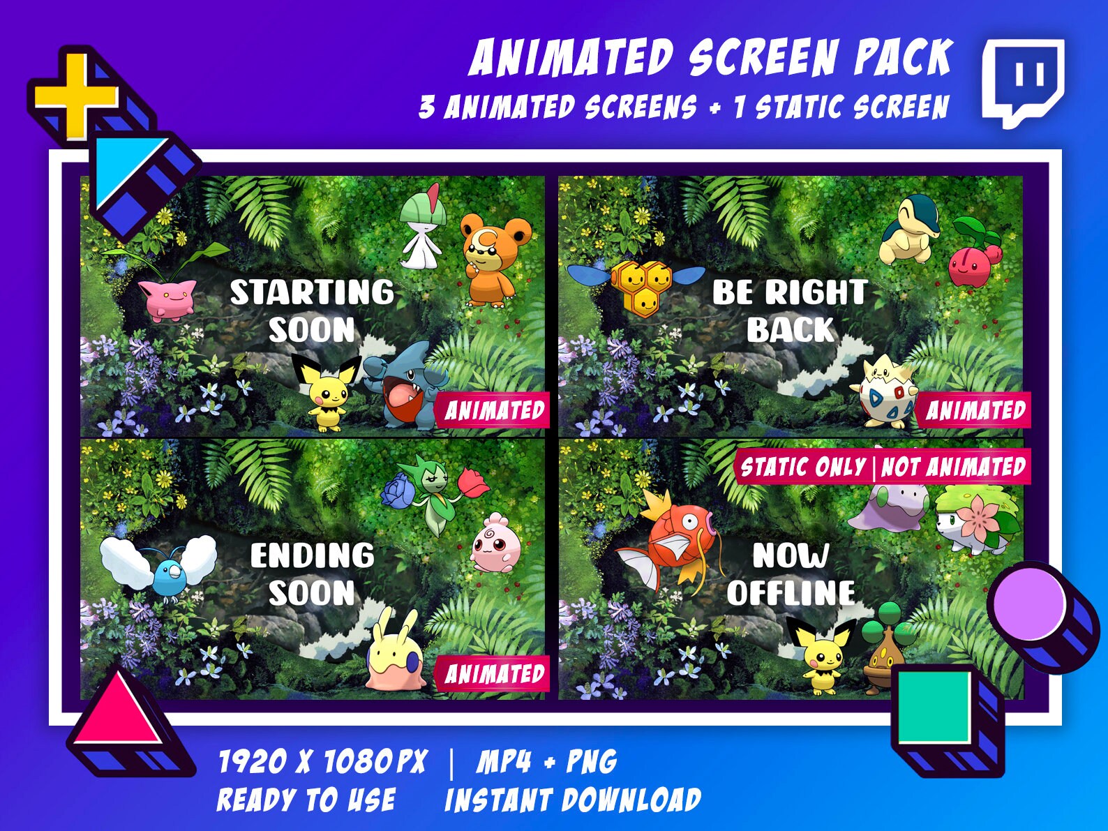 Twitch Animated Stream Screen Pack - Pokemon River Theme / Starting ...