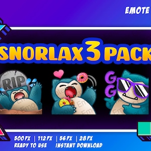 Twitch Pokemon Emote - Snorlax Emotes Pack - RIP - Donuts - GG ...