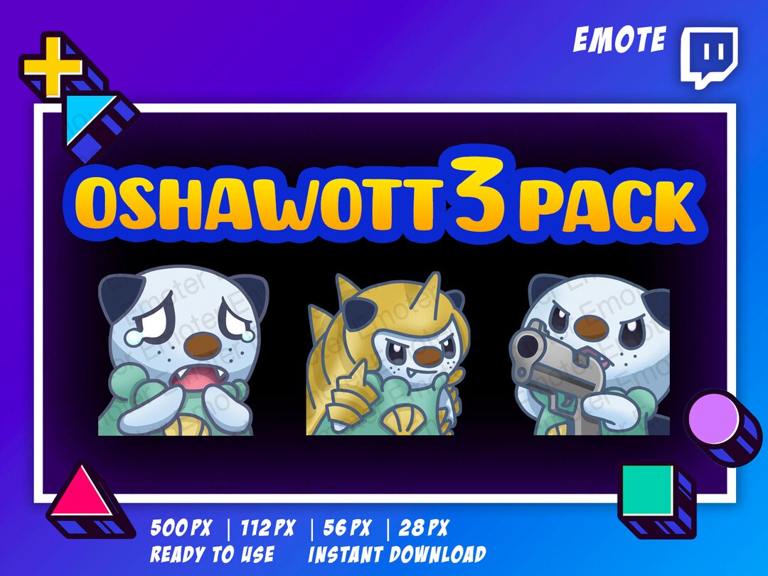 Twitch Pokemon Emote - Oshawott Emotes Pack - Cry - Samurai - Gun ...