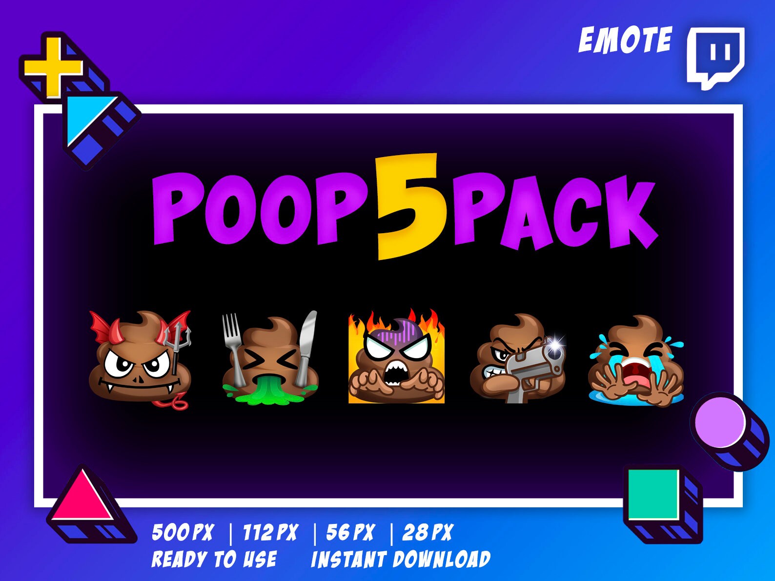 Twitch Emotes Poop Pack Devil Puke Rage Gun Cry Digital Art - Etsy