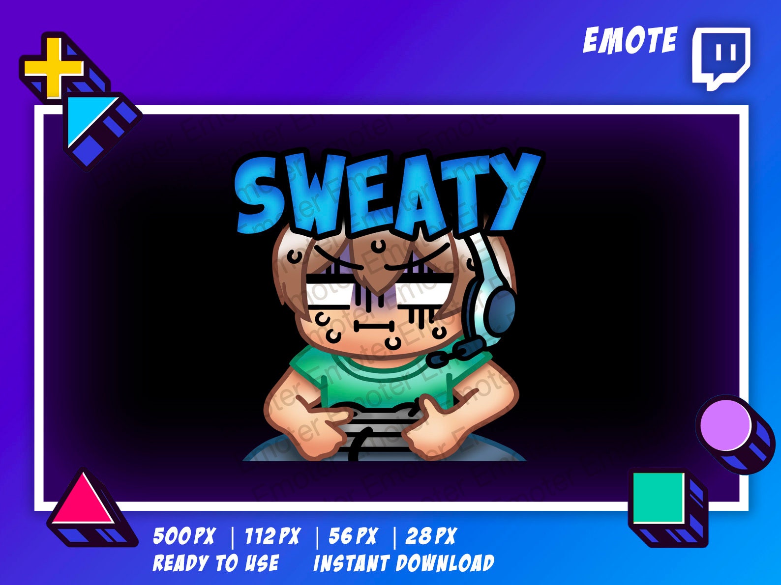 Twitch Emote Sweaty Gamer Funny Digital Art - Etsy Schweiz
