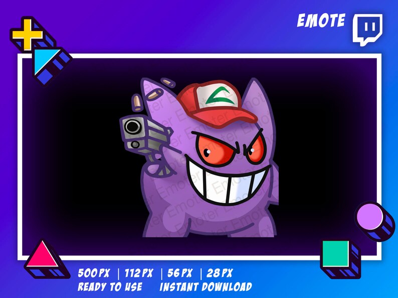 Twitch Pokemon Emote - Gengar - Gun - Ash Hat - Scarlet Violet Pokemon ...