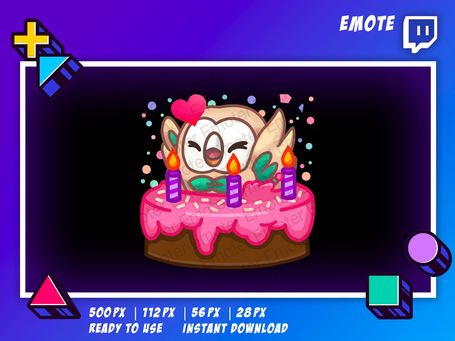 Twitch Pokemon Emote Rowlet Birthday Cake Scarlet Violet Pokemon Kawaii ...