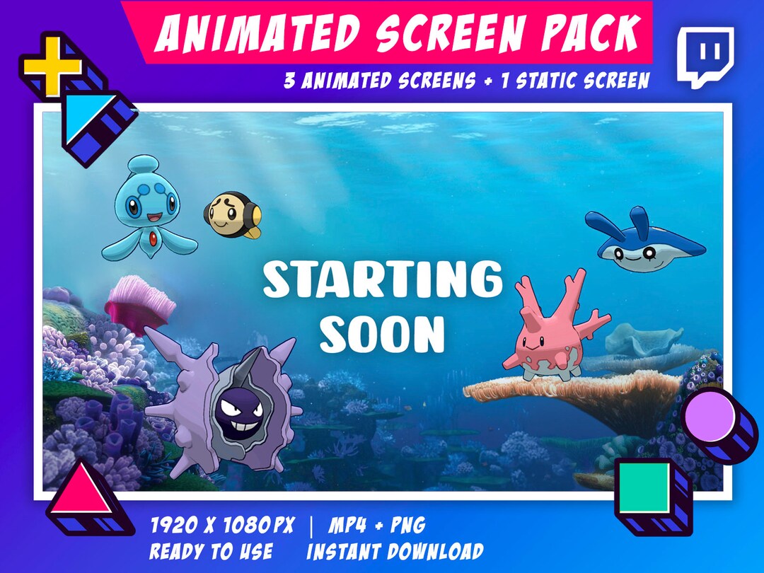 Twitch Animated Stream Screen Pack - Pokemon Ocean Theme / Starting ...