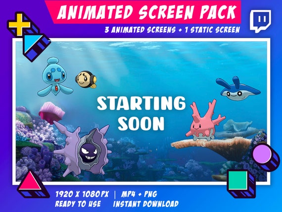 Twitch Animated Stream Screen Pack Pokemon Ocean Theme / - Etsy