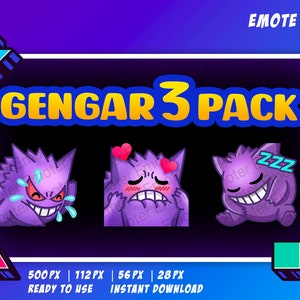 Twitch Pokemon Emote - Gengar Emotes Pack - ROFL - Fan Love - Sleepy ...