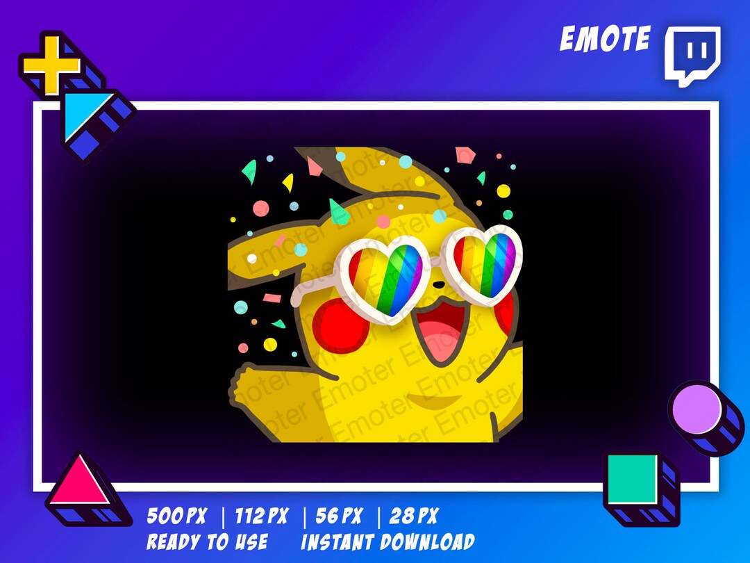 Twitch Pokemon Emote - Pikachu Party Yay - Pride Month - LGBTQ ...