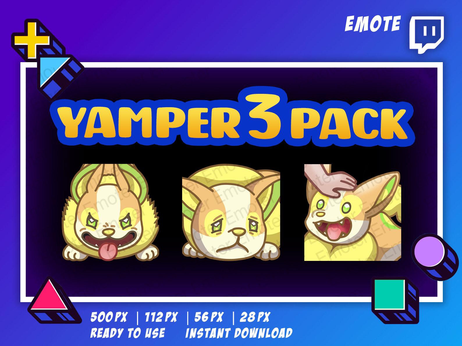 Twitch Pokemon Emote Yamper Emotes Pack Play Sad Pat | Etsy Australia