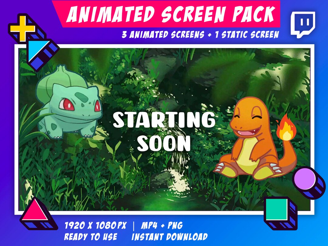 Twitch Animated Stream Screen Pack - Pokemon Forest Theme / Starting ...
